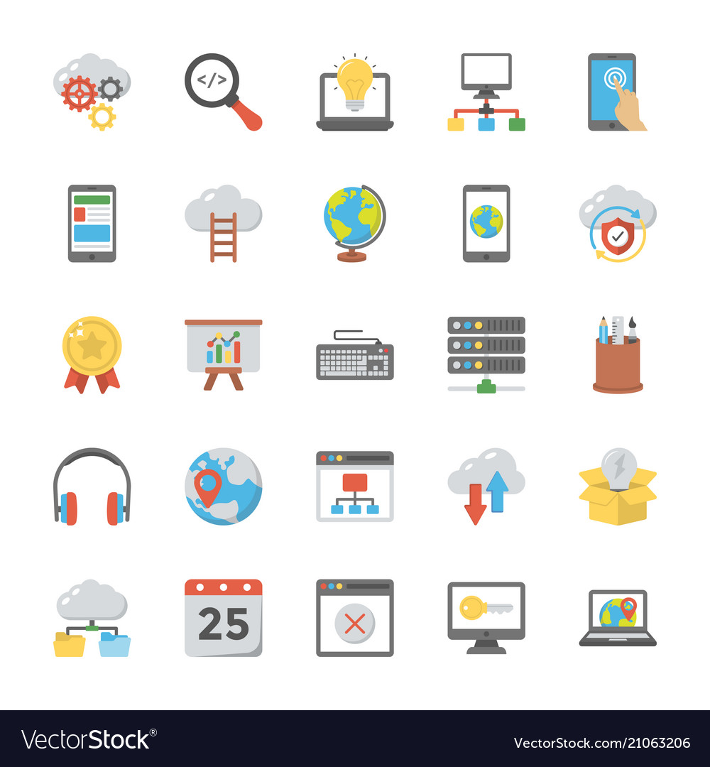 Web design flat icons set Royalty Free Vector Image