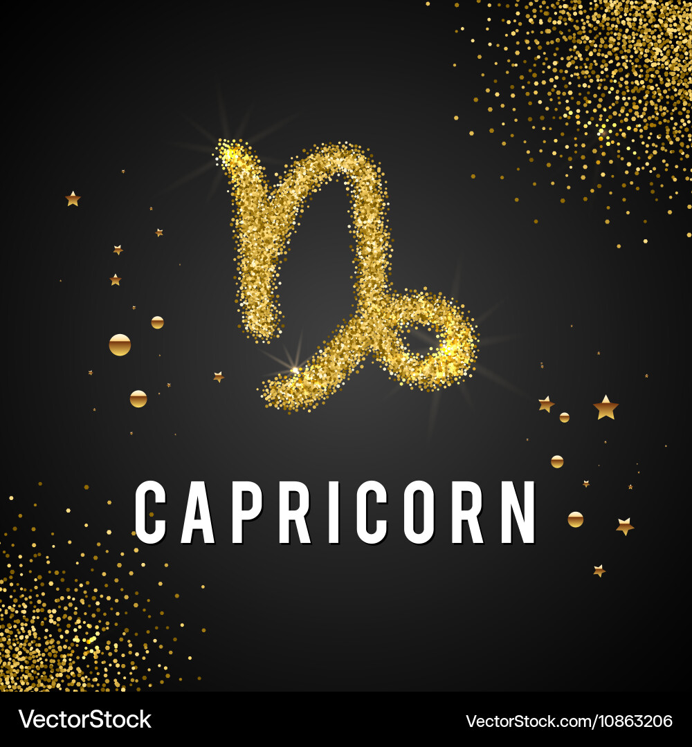Zodiac sign gold tinsel scattered on black Vector Image