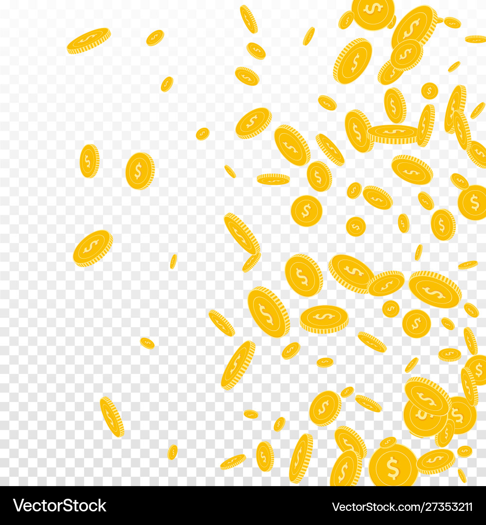 American dollar coins falling scattered disorderl Vector Image