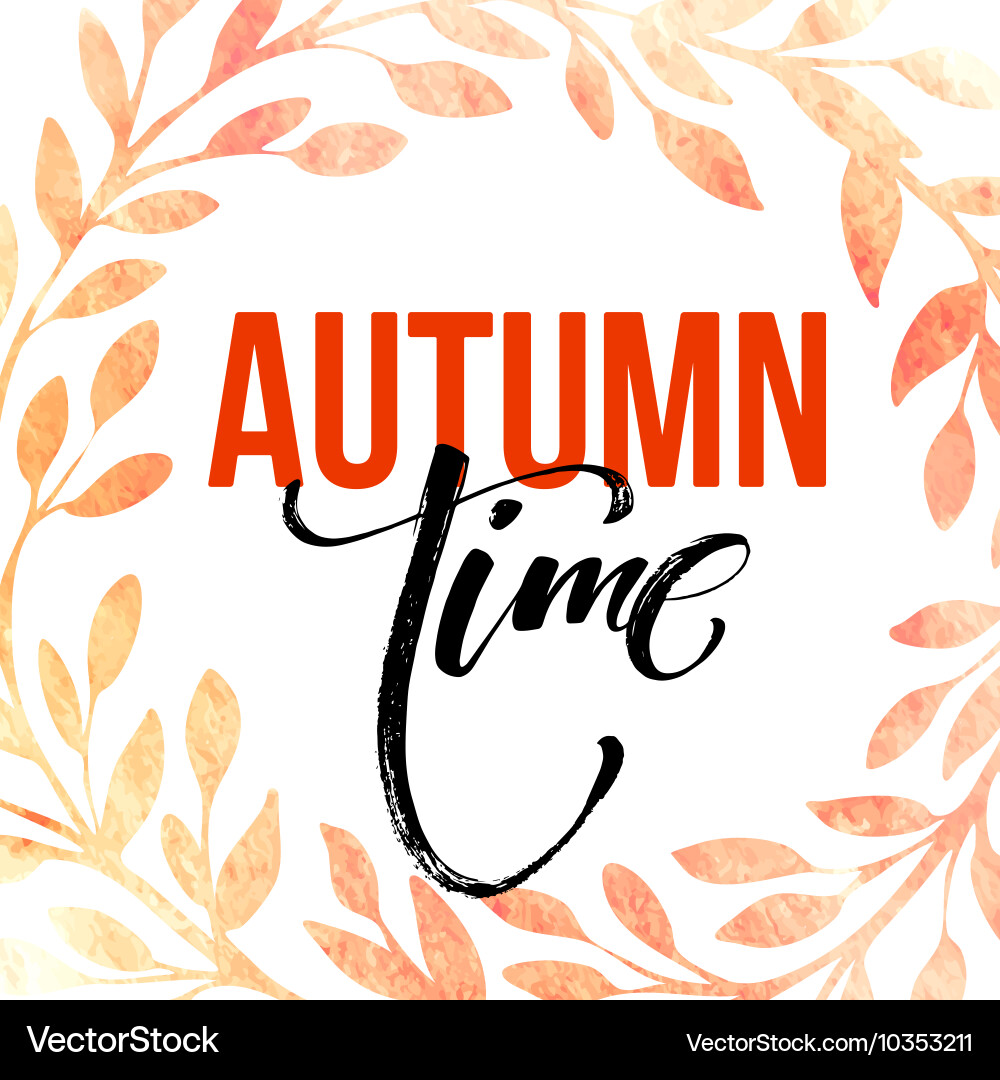 Autumn leaves wreath watercolor texture fall Vector Image