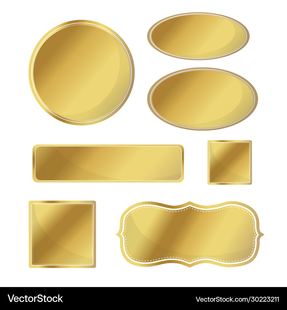 Blank metallic icon set gold color on white Vector Image