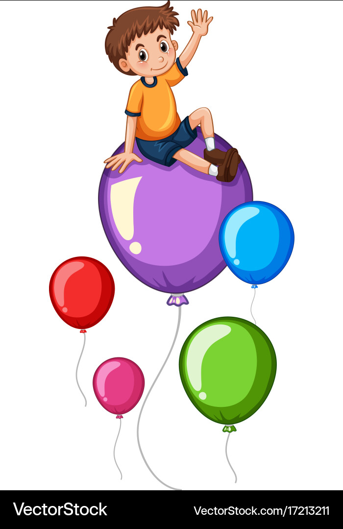 Boy and colorful balloons Royalty Free Vector Image