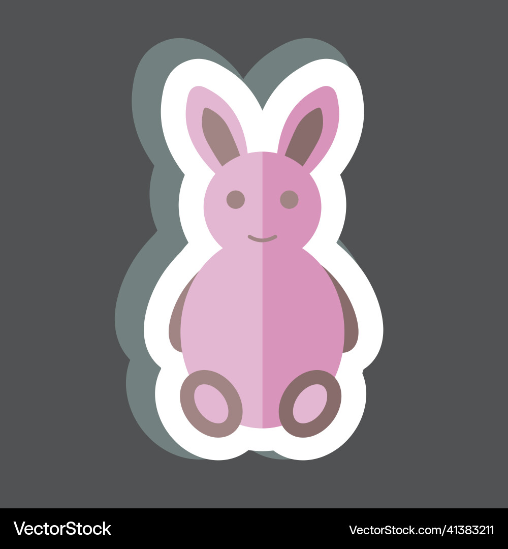 Bunny sticker in trendy isolated on black Vector Image