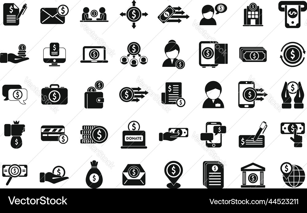 Financial support icons set simple finance Vector Image