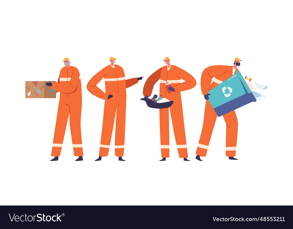 Garbage processing worker characters collect sort Vector Image