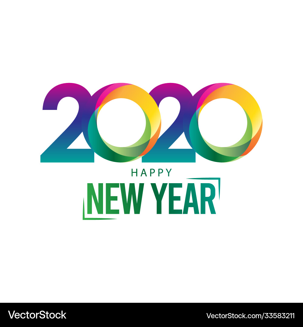 Happy new year 2020 logo template design Vector Image