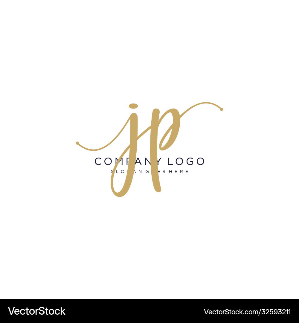Jp initial handwriting logo design Royalty Free Vector Image