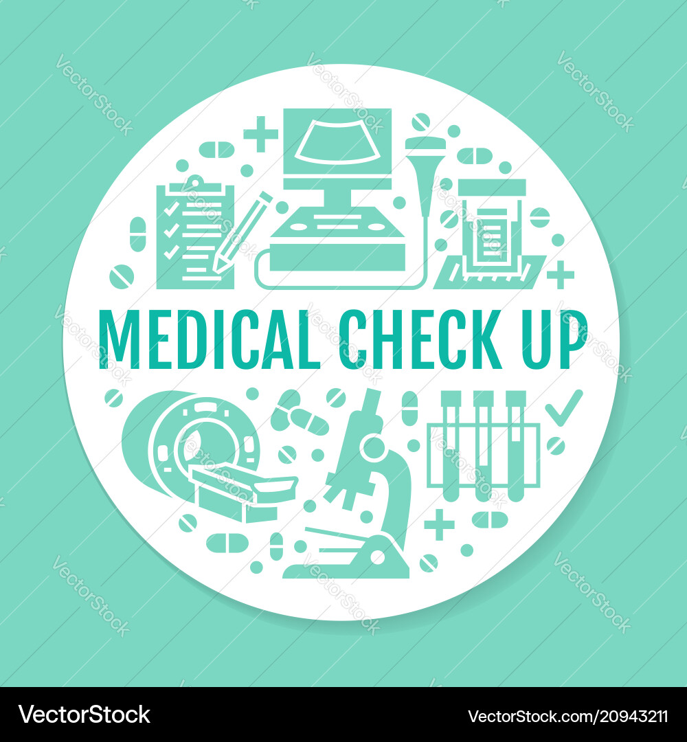 Medical check up blue poster template flat Vector Image