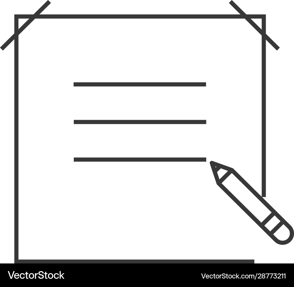 Notebook and pencil icon stock isolated on white Vector Image