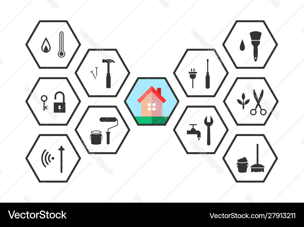 Property management concept in line art Royalty Free Vector