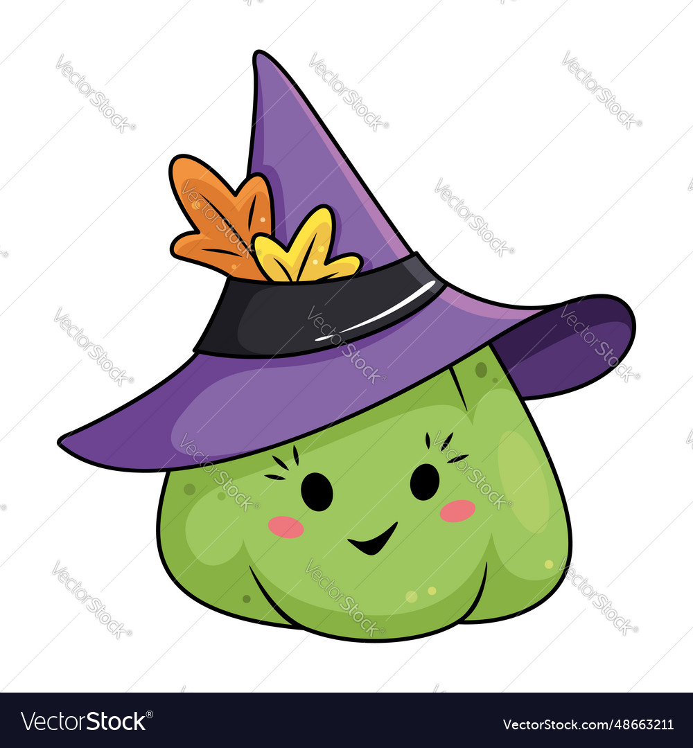Pumpkin witch hat for halloween cartoon Royalty Free Vector