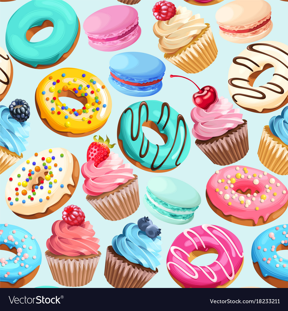 Seamless pattern with sweets Royalty Free Vector Image