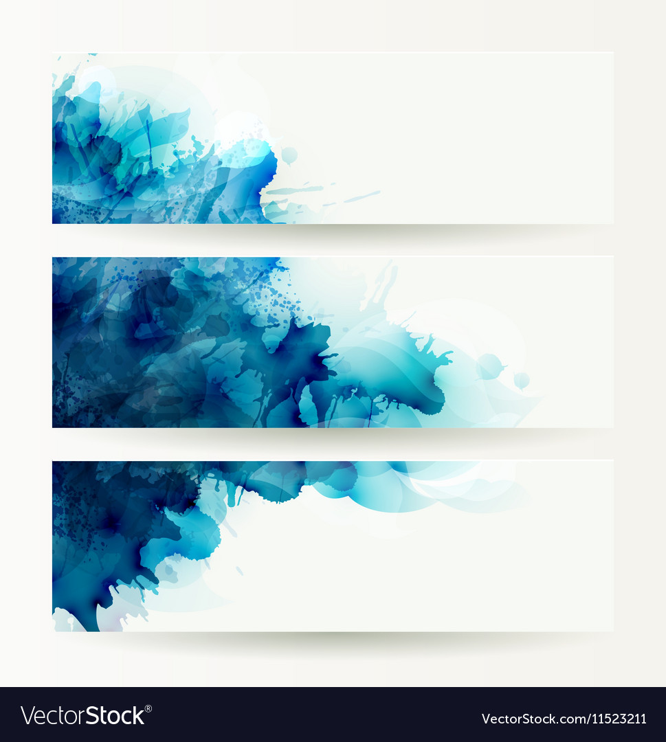 Set of three banners abstract headers with blue Vector Image