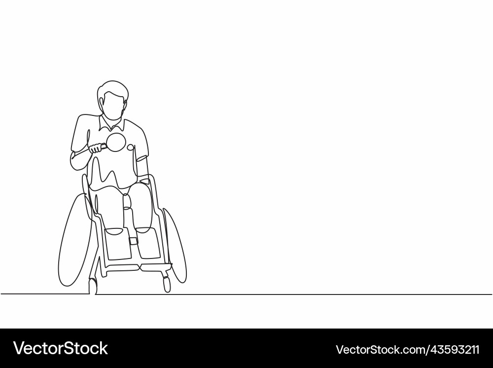 Single one line drawing disabled sportsman Vector Image