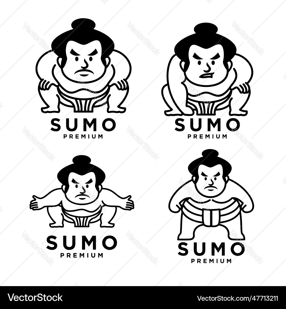 Sumo set collection mascot logo icon design Vector Image