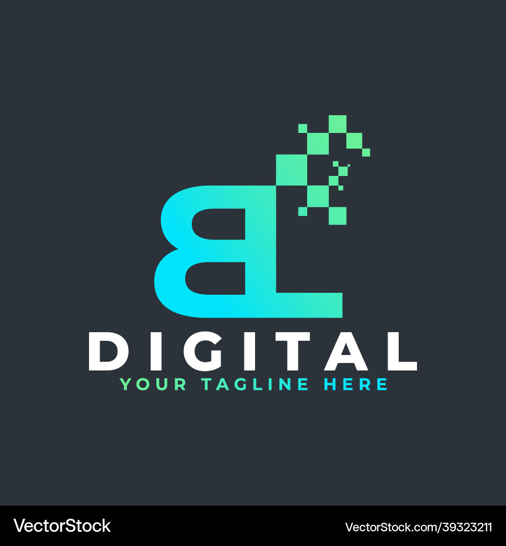 Tech letter bl logo blue and green geometric Vector Image