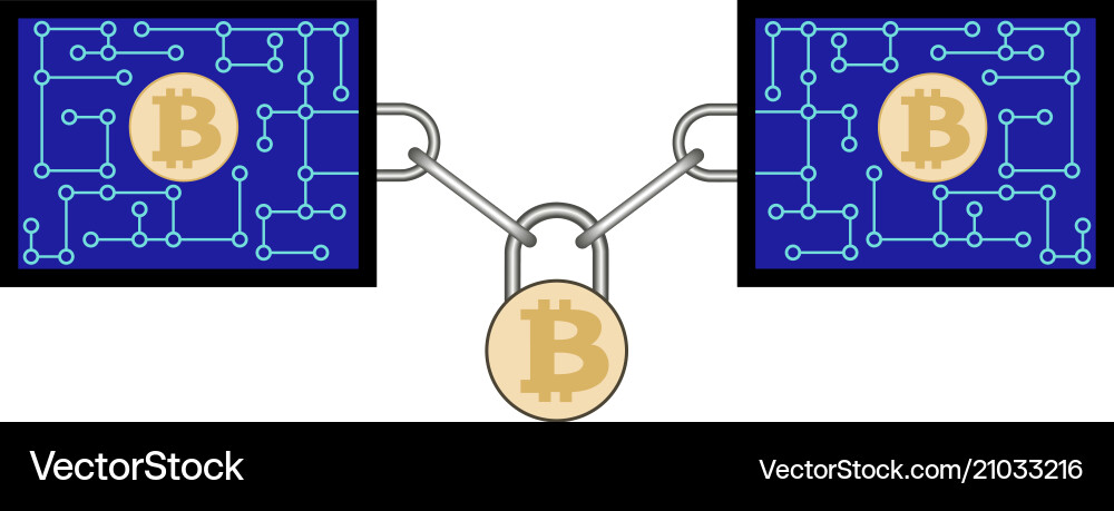Block chain technology of bitcoin with lock Vector Image