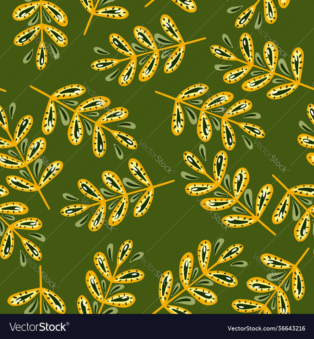 Botanic seamless pattern with random yellow leaf Vector Image