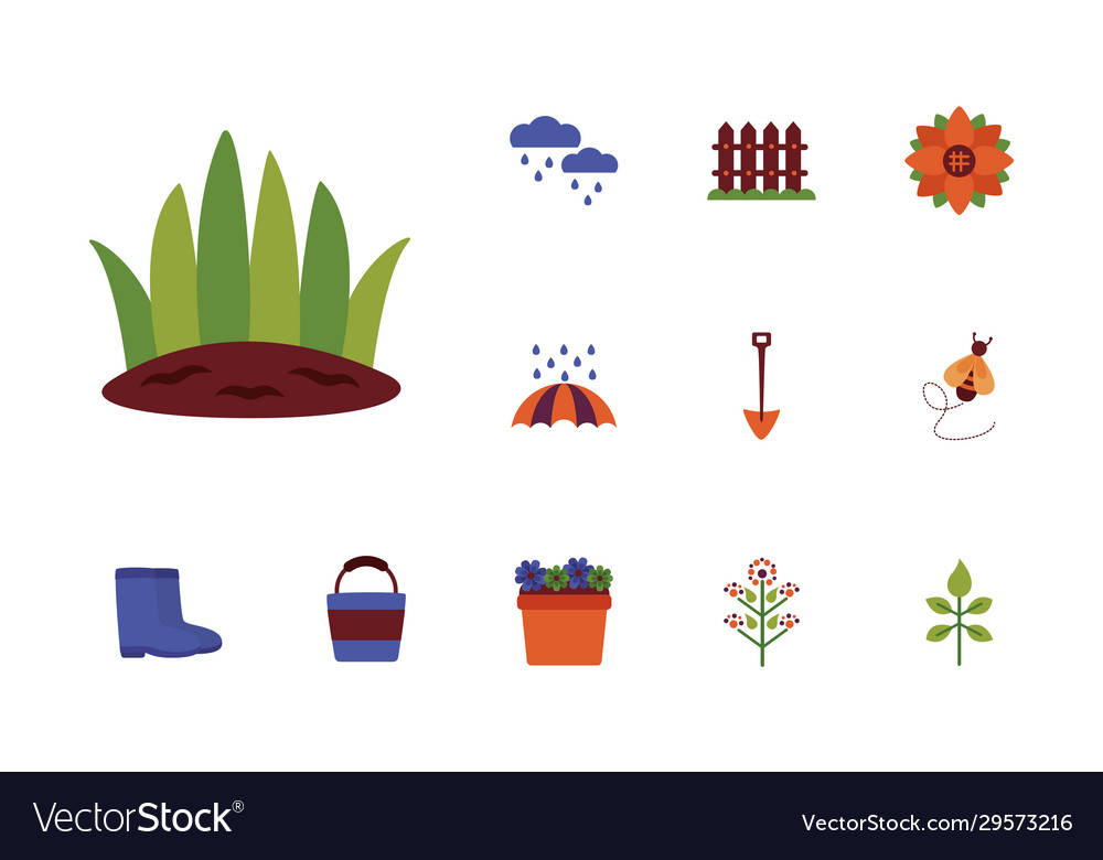 Bundle spring set flat icons Royalty Free Vector Image