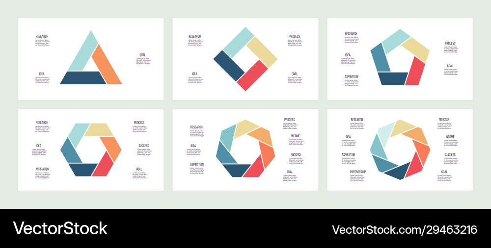 Business infographics polygons with 3 4 5 6 7 Vector Image