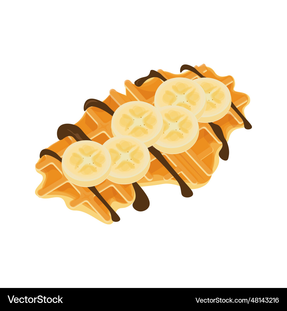 Croissant waffle croffle with bananas Royalty Free Vector