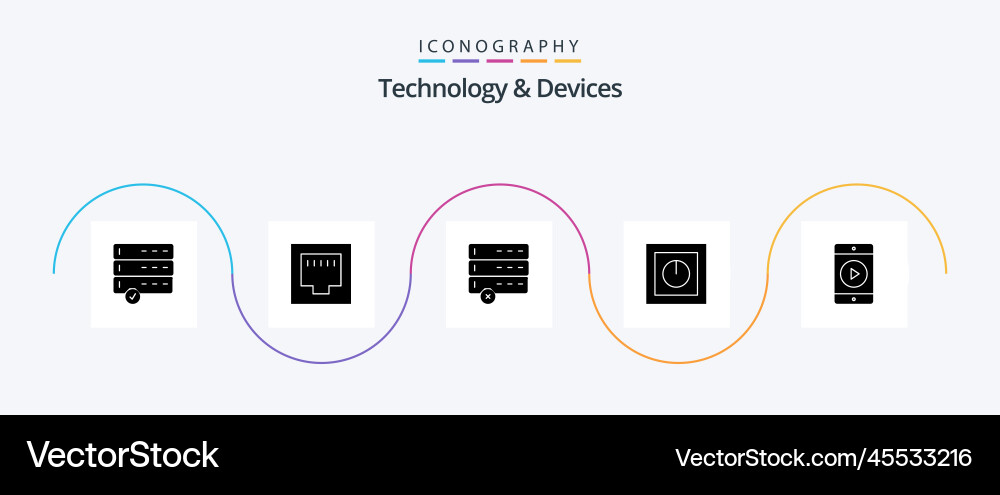 Devices glyph 5 icon pack including movie Vector Image