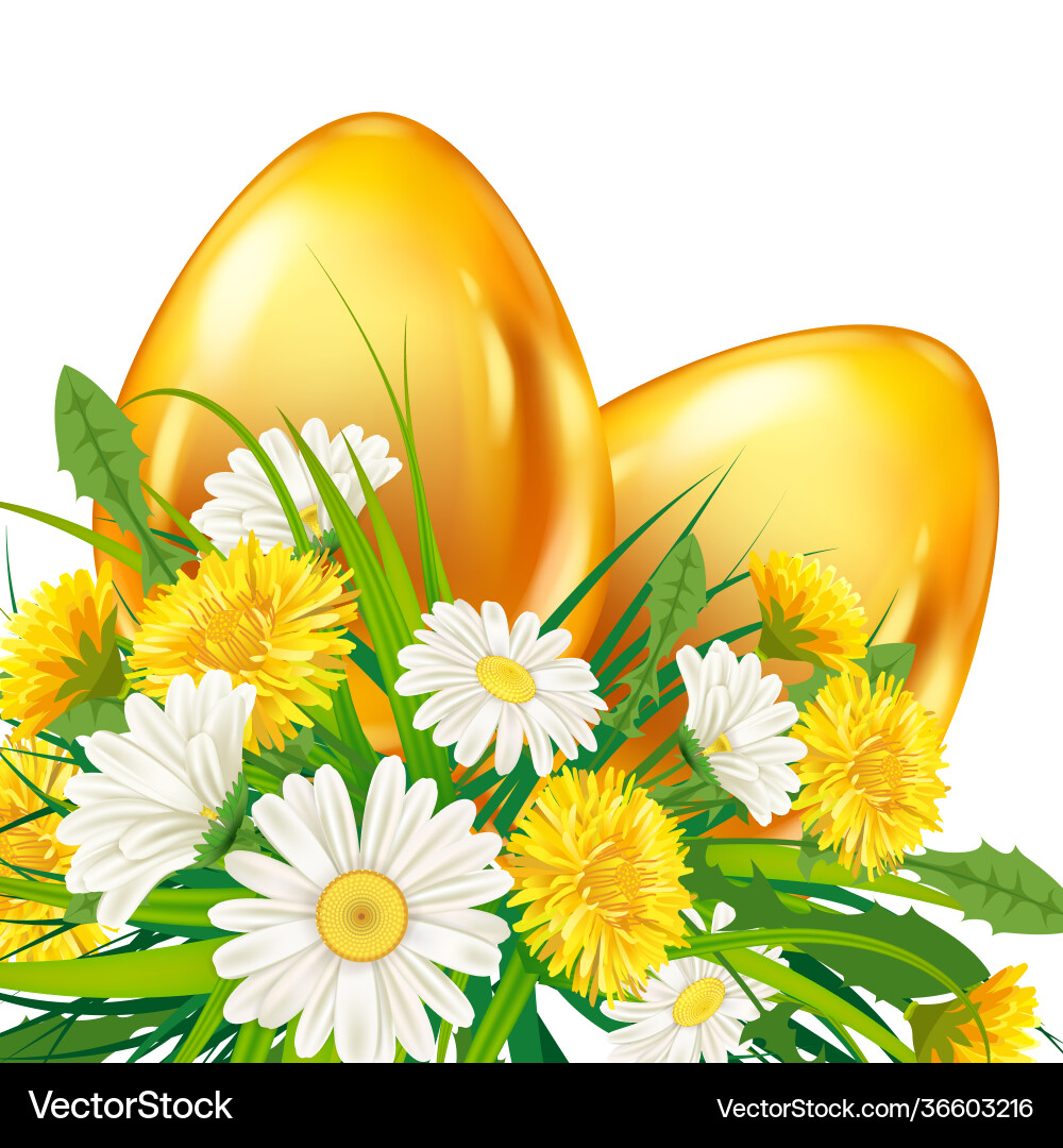 Easter gold eggs banner template golden shine Vector Image