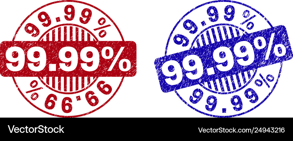 Grunge 9999 percents scratched round watermarks Vector Image