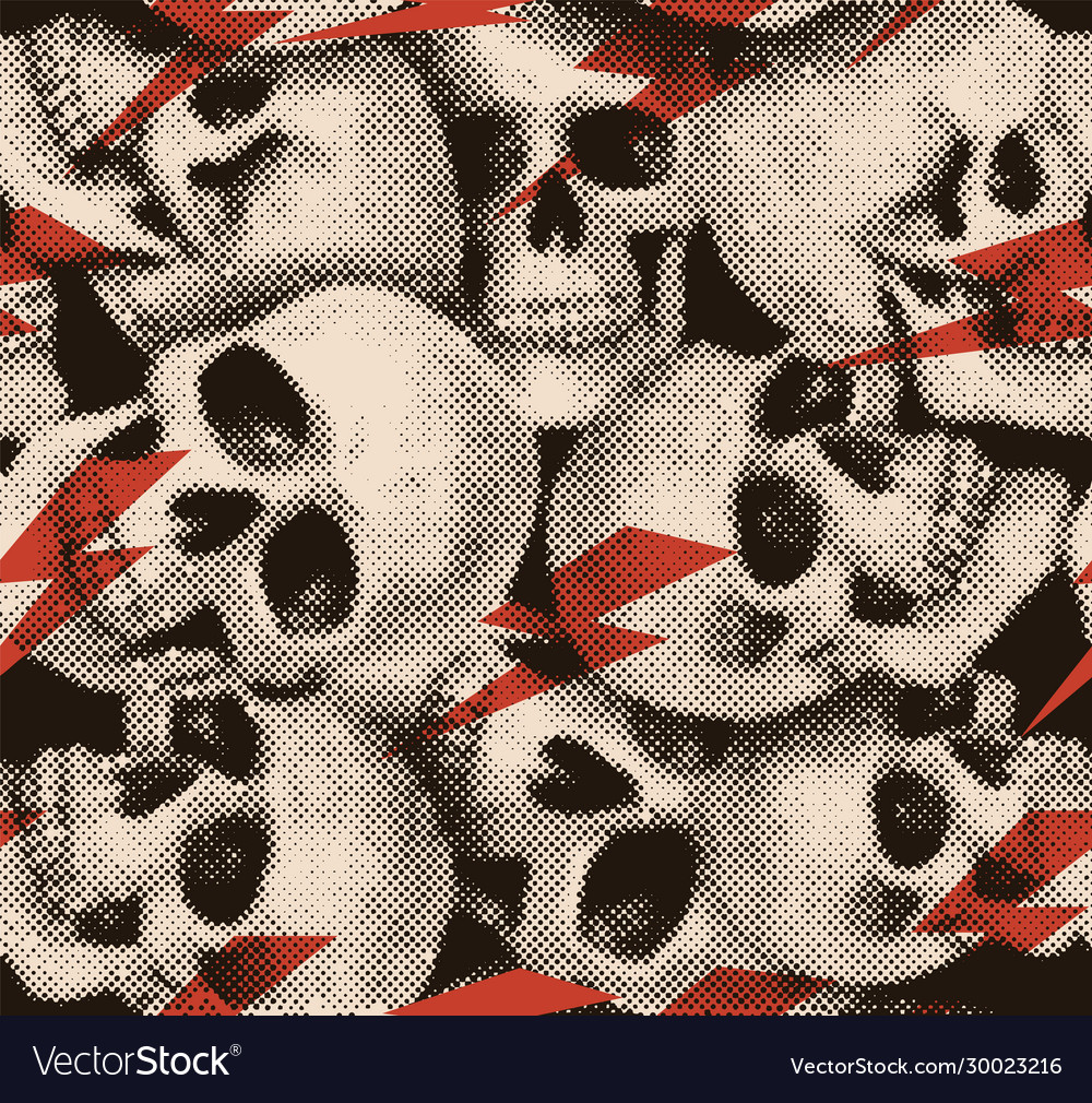 Halftone skull seamless pattern Royalty Free Vector Image