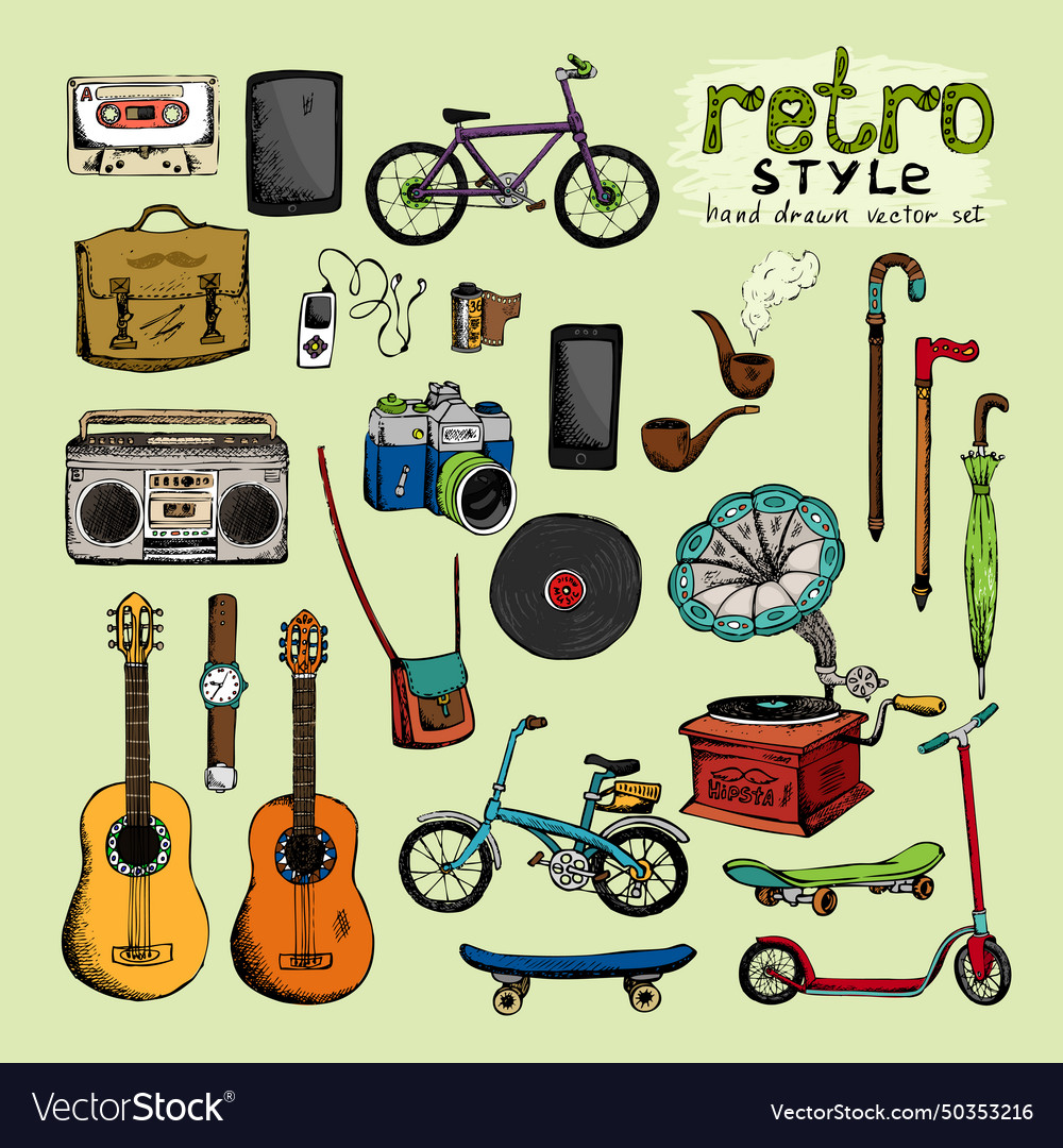 Hipster retro style objects Royalty Free Vector Image