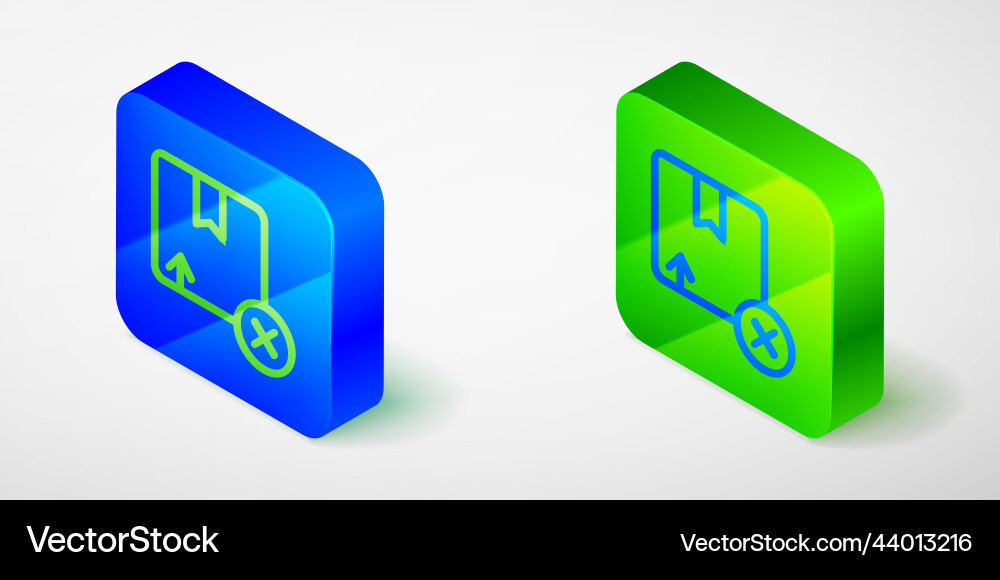 Isometric Line Carton Cardboard Box Icon Isolated Vector Image