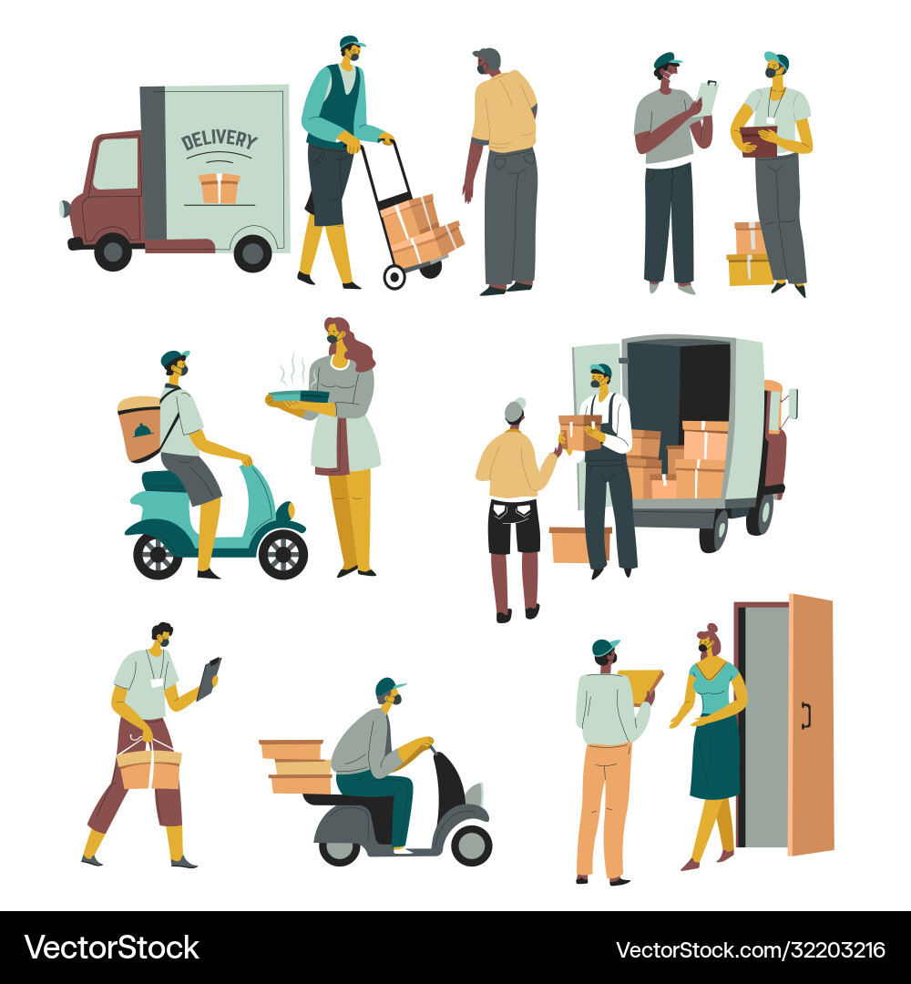 Logistics and delivery food and orders Royalty Free Vector