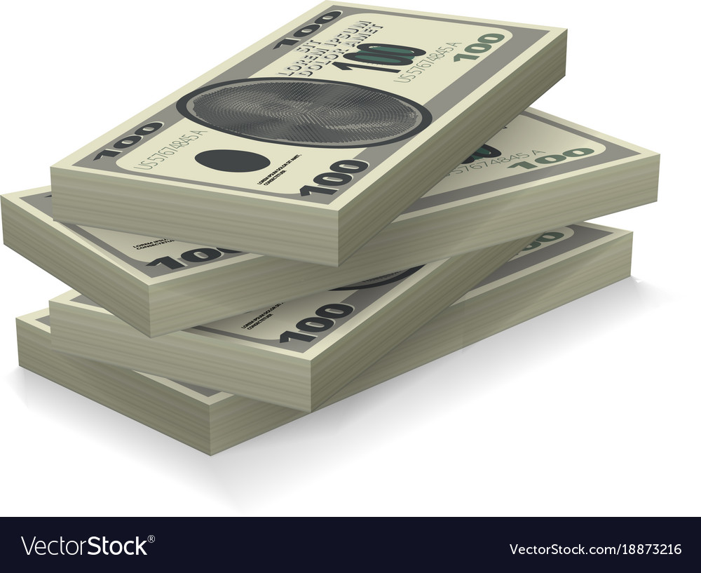 Money stack with shadows Royalty Free Vector Image