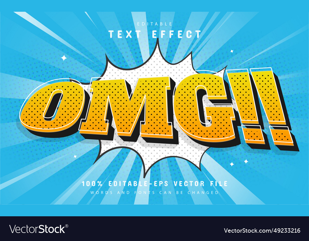 Omg text effect comic style Royalty Free Vector Image