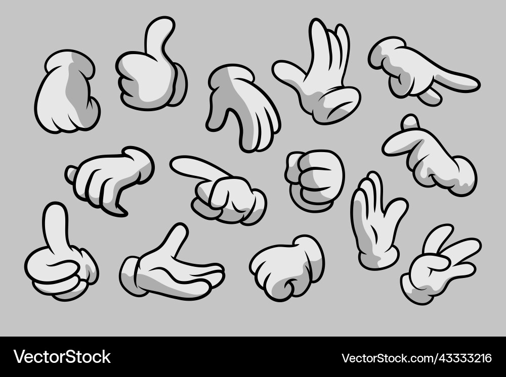 Retro cartoon gloved hands gestures cartoon hands Vector Image