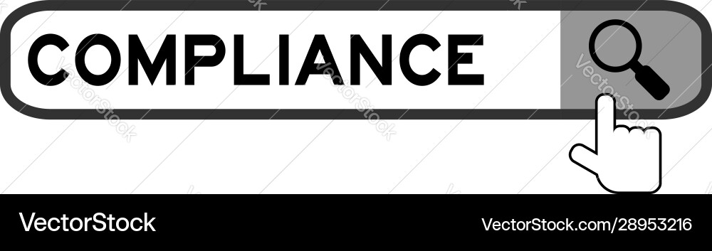 Search box with word compliance and hand icon Vector Image
