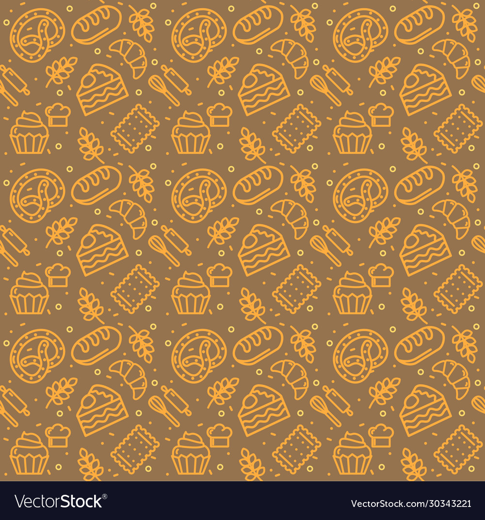 Bakery signs seamless pattern background Vector Image