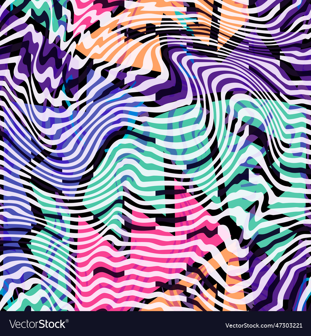 Colorful seamless pattern with wavy lines Vector Image