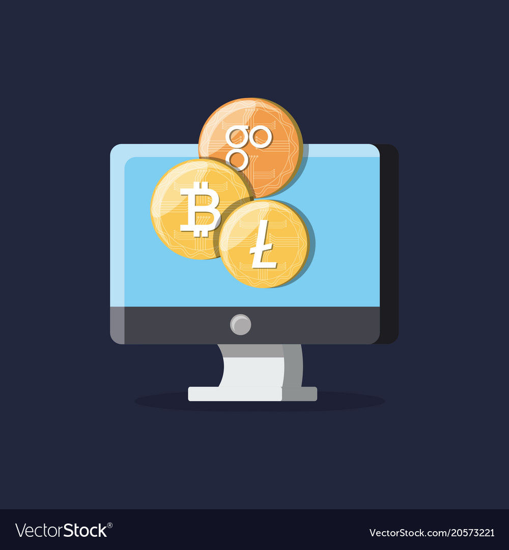 Computer and cryptocurrency design Royalty Free Vector Image