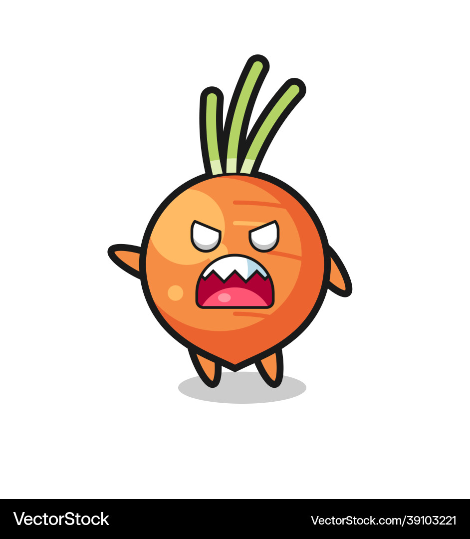 Cute carrot cartoon in a very angry pose Vector Image