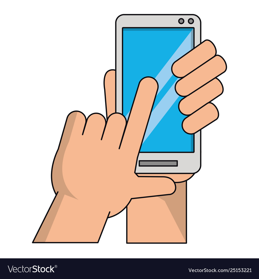 Hands using cellphone Royalty Free Vector Image