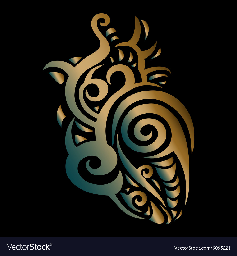 Heart tribal pattern Royalty Free Vector Image