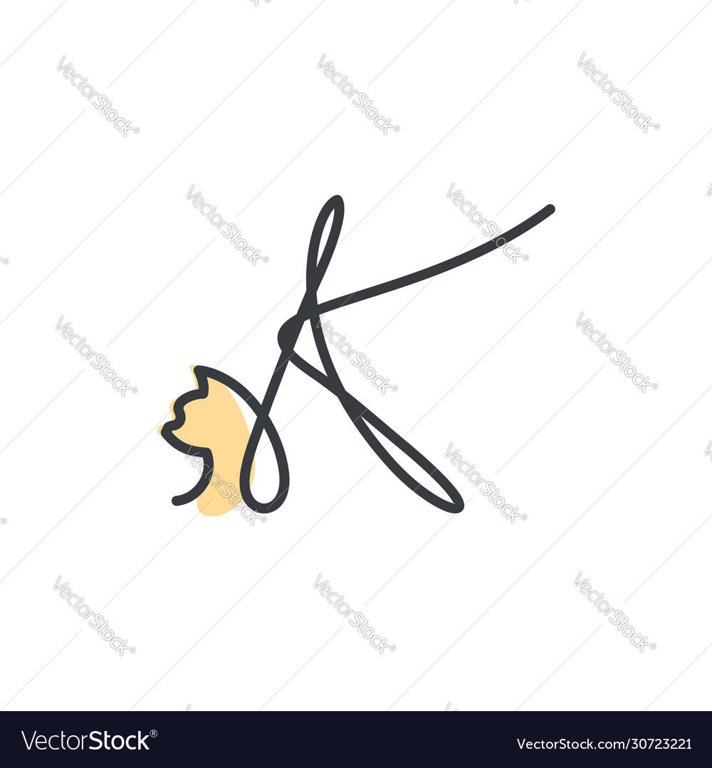 Initial mono-line k cat Royalty Free Vector Image