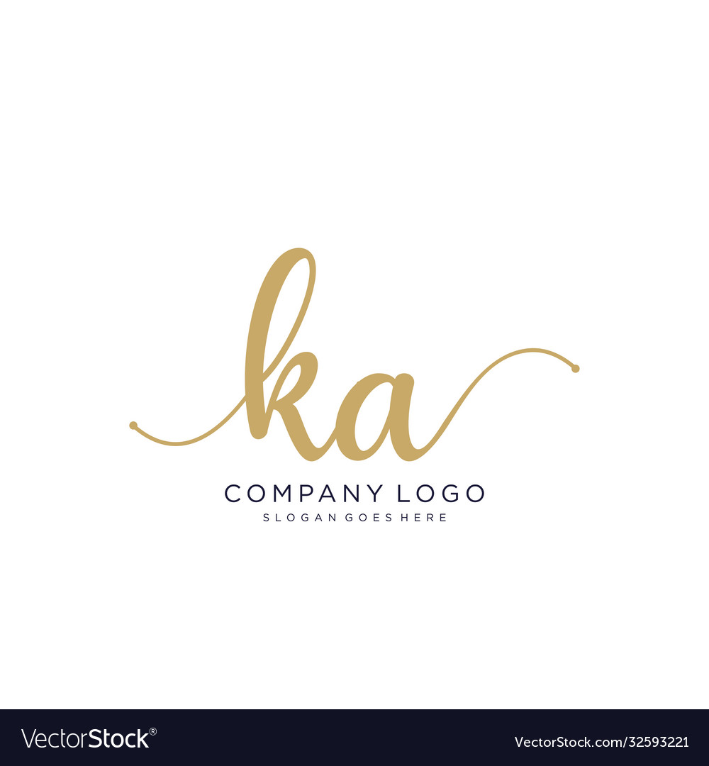 Ka initial handwriting logo design Royalty Free Vector Image