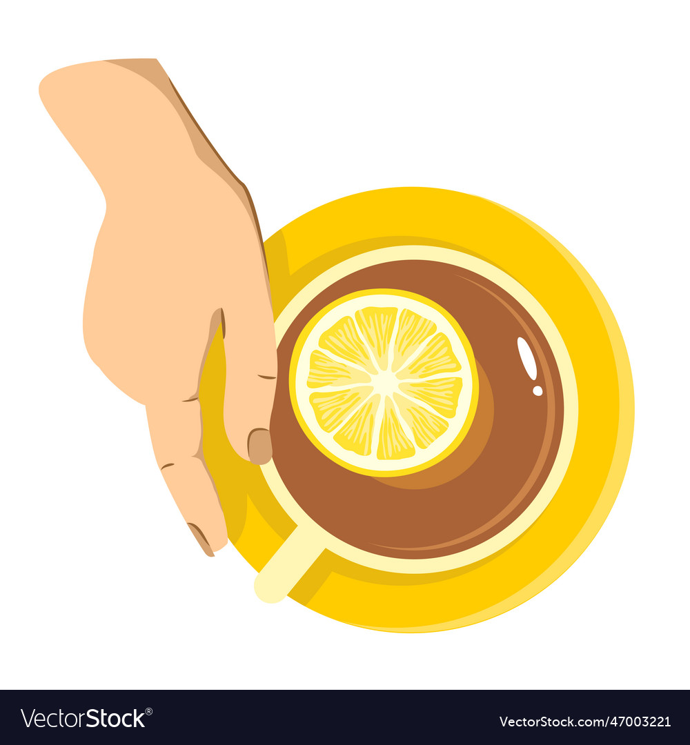 Lemon cup hand Royalty Free Vector Image - VectorStock