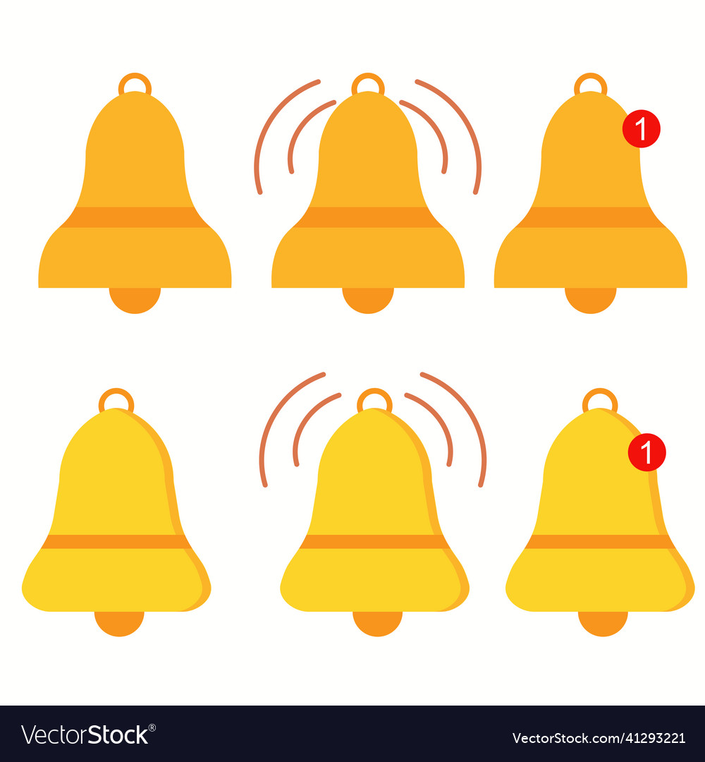 Notification bell message alert icon set Vector Image