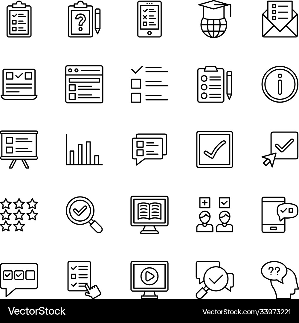 Online survey icons pack Royalty Free Vector Image