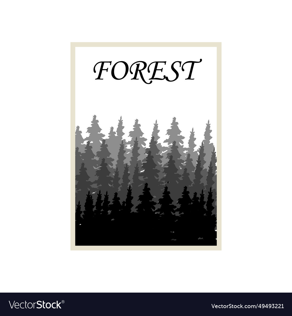 Pine forest poster graphic design Royalty Free Vector Image