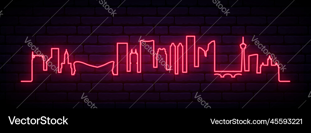 Red neon skyline of calgary bright city Royalty Free Vector