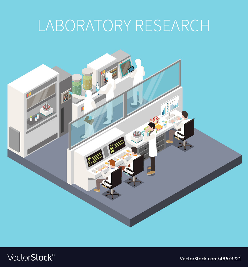 Research development isometric Royalty Free Vector Image